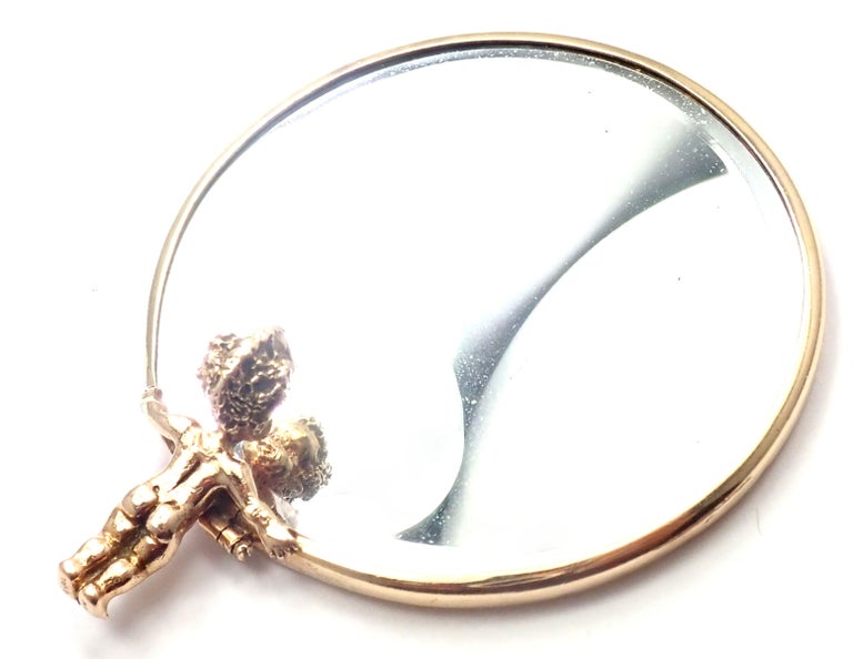 William Ruser Narcissus Yellow Gold Compact Hand Held Mirror For Sale ...