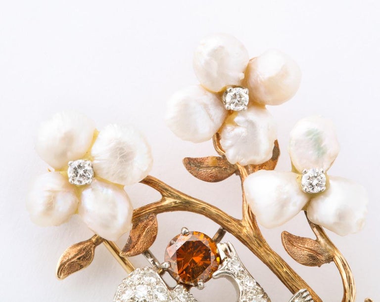 William Ruser Pearl Diamond Squirrel Pin at 1stDibs