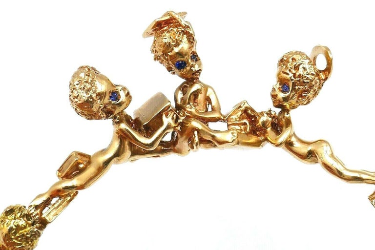 William Ruser Retro Children of the Week Cherub Yellow Gold Bangle ...