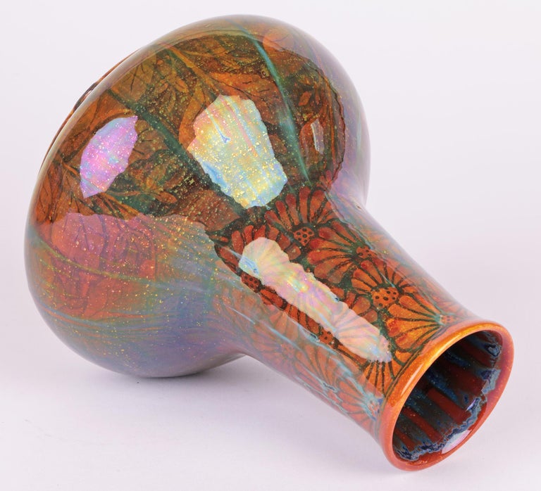 William S Mycock Pilkingtons Lustre Glazed Floral Pattern Vase For Sale at 1stDibs