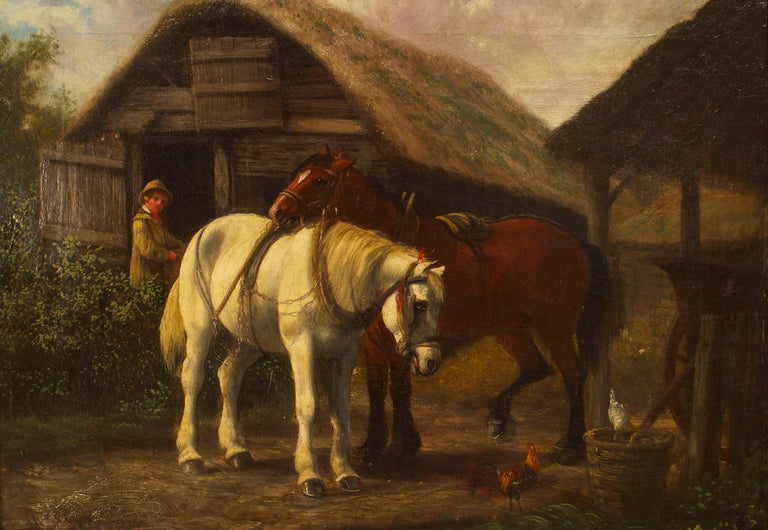 William Shayer Framed Oil Painting of Stable Scene For Sale at 1stDibs