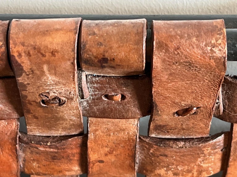 William Sheppee Folding Iron and Leather Stool at 1stDibs