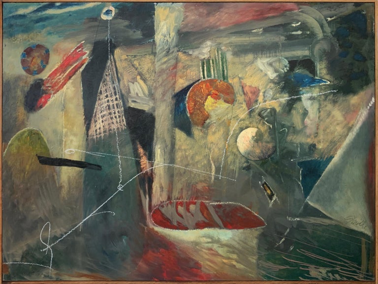 William Shields - 1994 "Dreamer's Forest" Abstract Painting on Panel ...