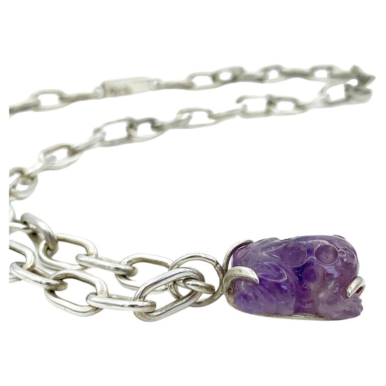 William Spratling Amethyst Frog Taxco Silver Mexico Pendant Chain ...
