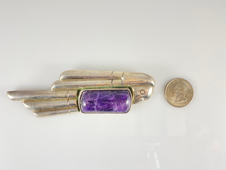 William Spratling Amethyst Silver Parrot Pin Brooch Vintage Taxco ...