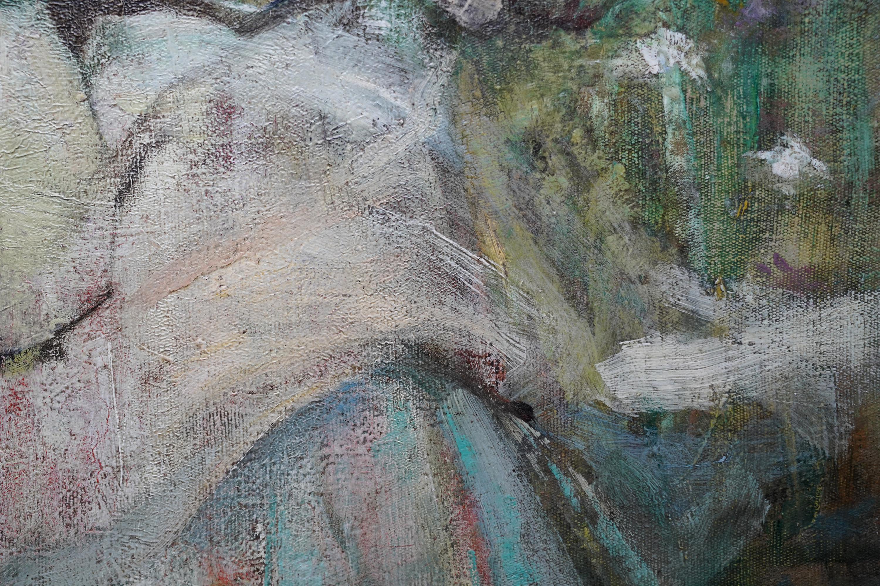 Portrait of a Girl with a Puppy - Scottish Edwardian art portrait oil ...