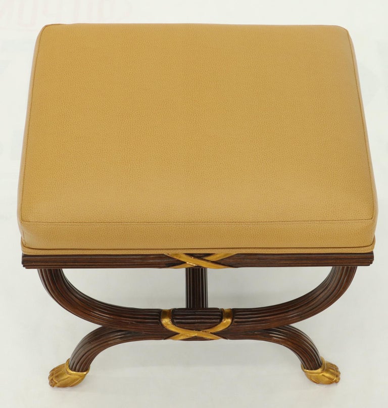 William Switzer Neoclassical Mahogany and Gold X Base Ottoman Bench at ...