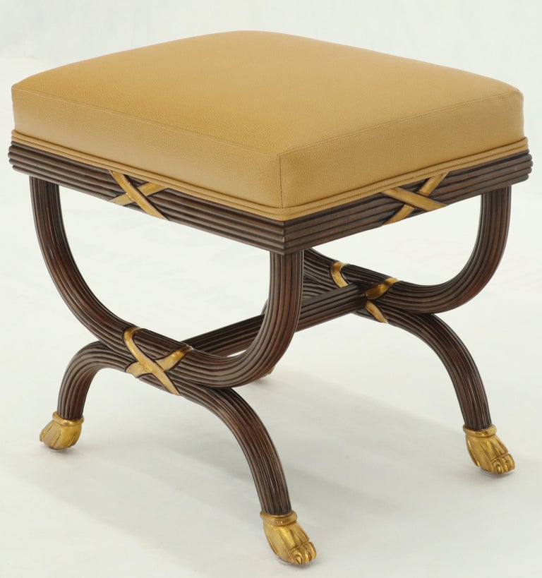William Switzer Neoclassical Mahogany and Gold X Base Ottoman Bench at ...