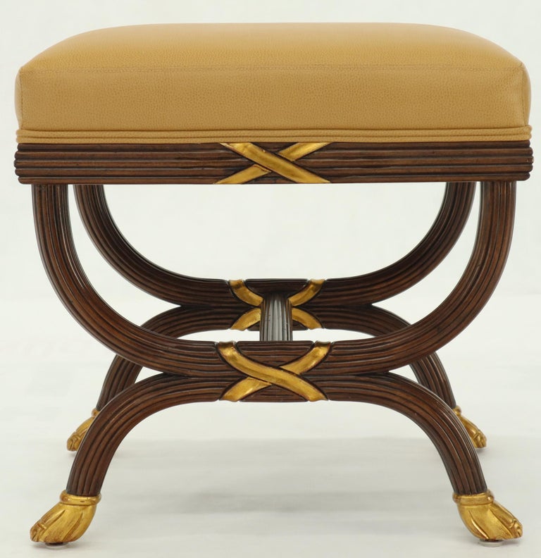 William Switzer Neoclassical Mahogany and Gold X Base Ottoman Bench at ...