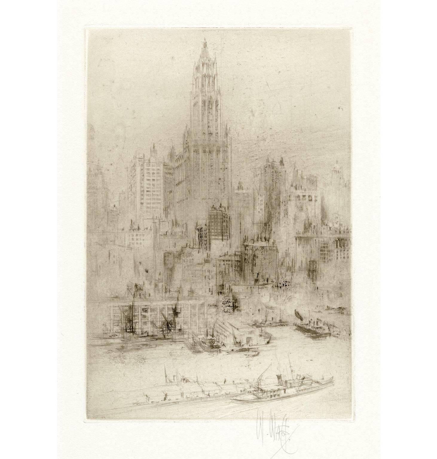 William Walcot R. E. Hon. R. I. B. A. - Lower Manhattan (The Woolworth ...
