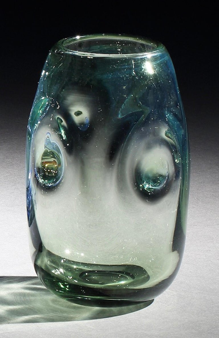 William Wilson Whitefriars Glass Vases Set 3 Amber Sapphire Seagreen at ...