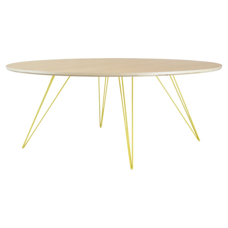 Williams Hairpin Coffee Table Round Maple Yellow For Sale at 1stDibs