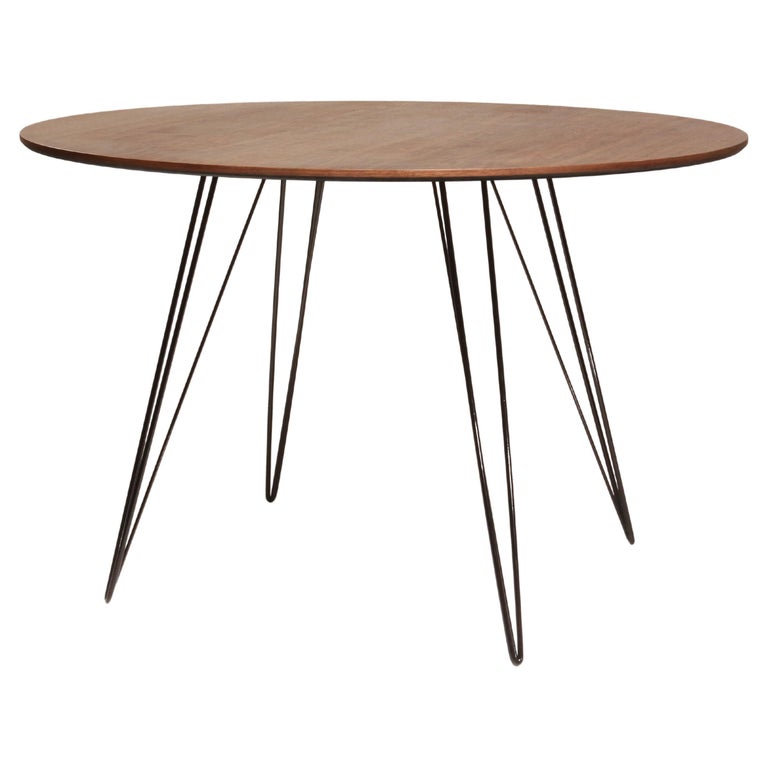Williams Hairpin Dining Round Table Walnut Black For Sale at 1stDibs