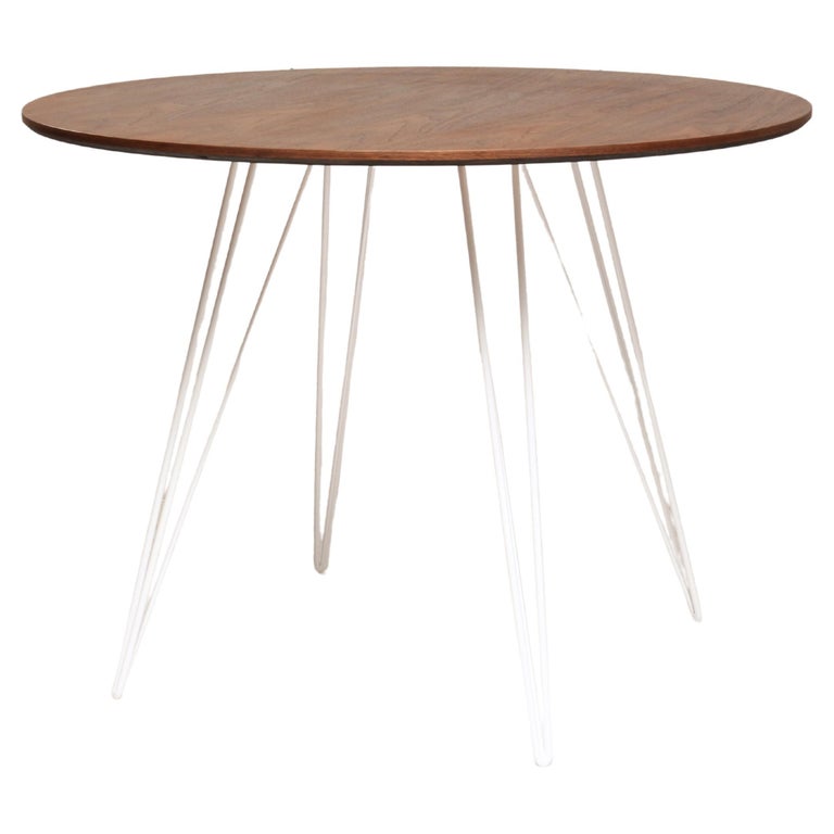 Williams Hairpin Dining Round Table Walnut White For Sale at 1stDibs