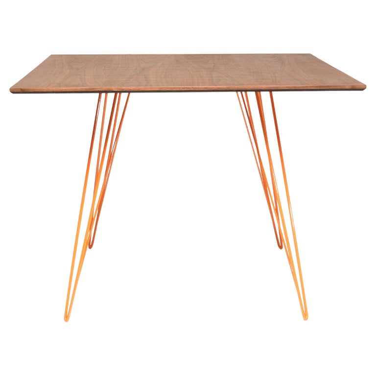 Williams Hairpin Dining Square Table Walnut Orange For Sale at 1stDibs