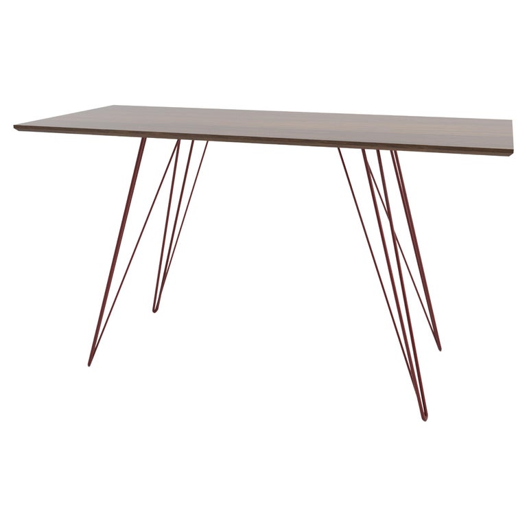 Williams Hairpin Writing Desk Walnut Blood Red For Sale at 1stDibs