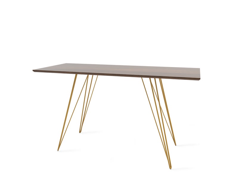Williams Hairpin Writing Desk Walnut Mustard For Sale at 1stDibs