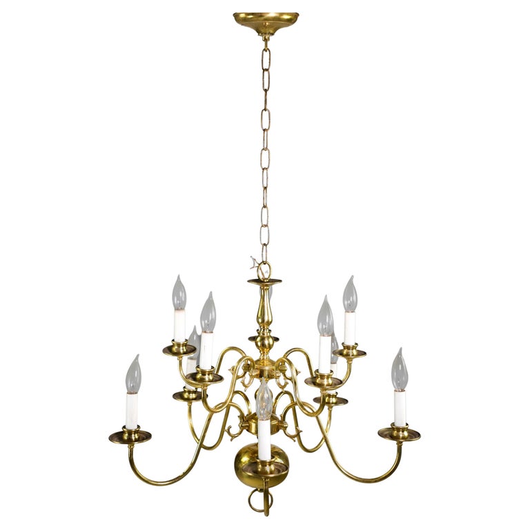 Williamsburg 2 Layer 10 Candelabra Light Chandelier Brass For Sale at ...