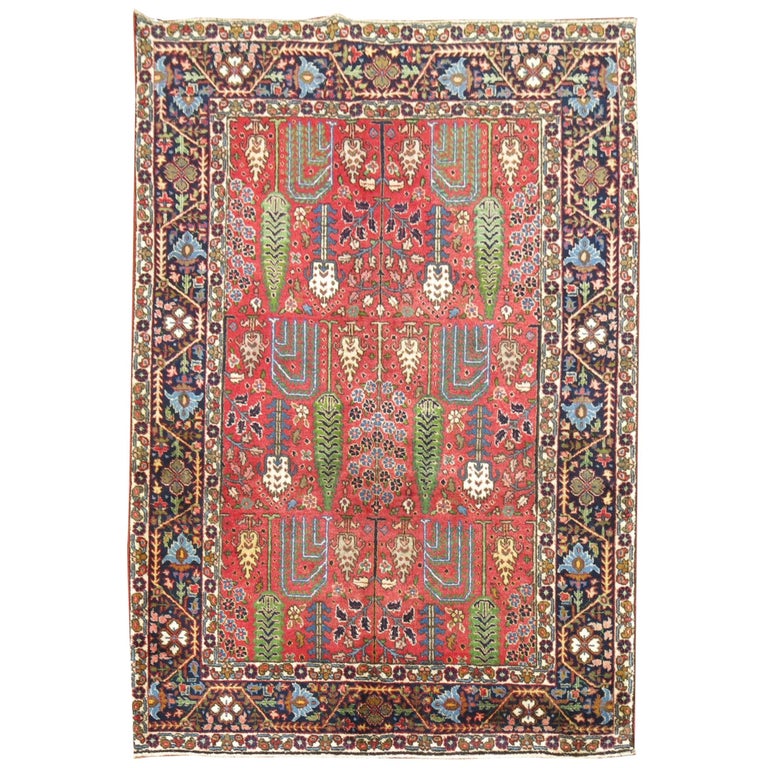 Willow Tree Antique 20th Century Persian Tabriz Rug For Sale at 1stDibs