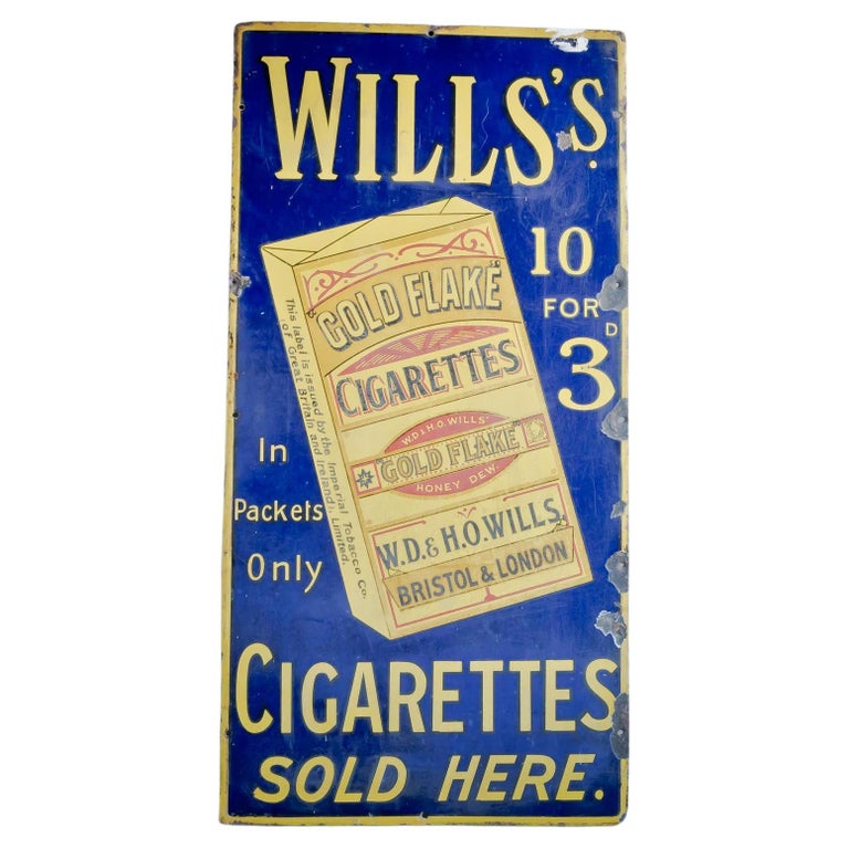 Wills Cigarettes Enamel Sign For Sale at 1stDibs