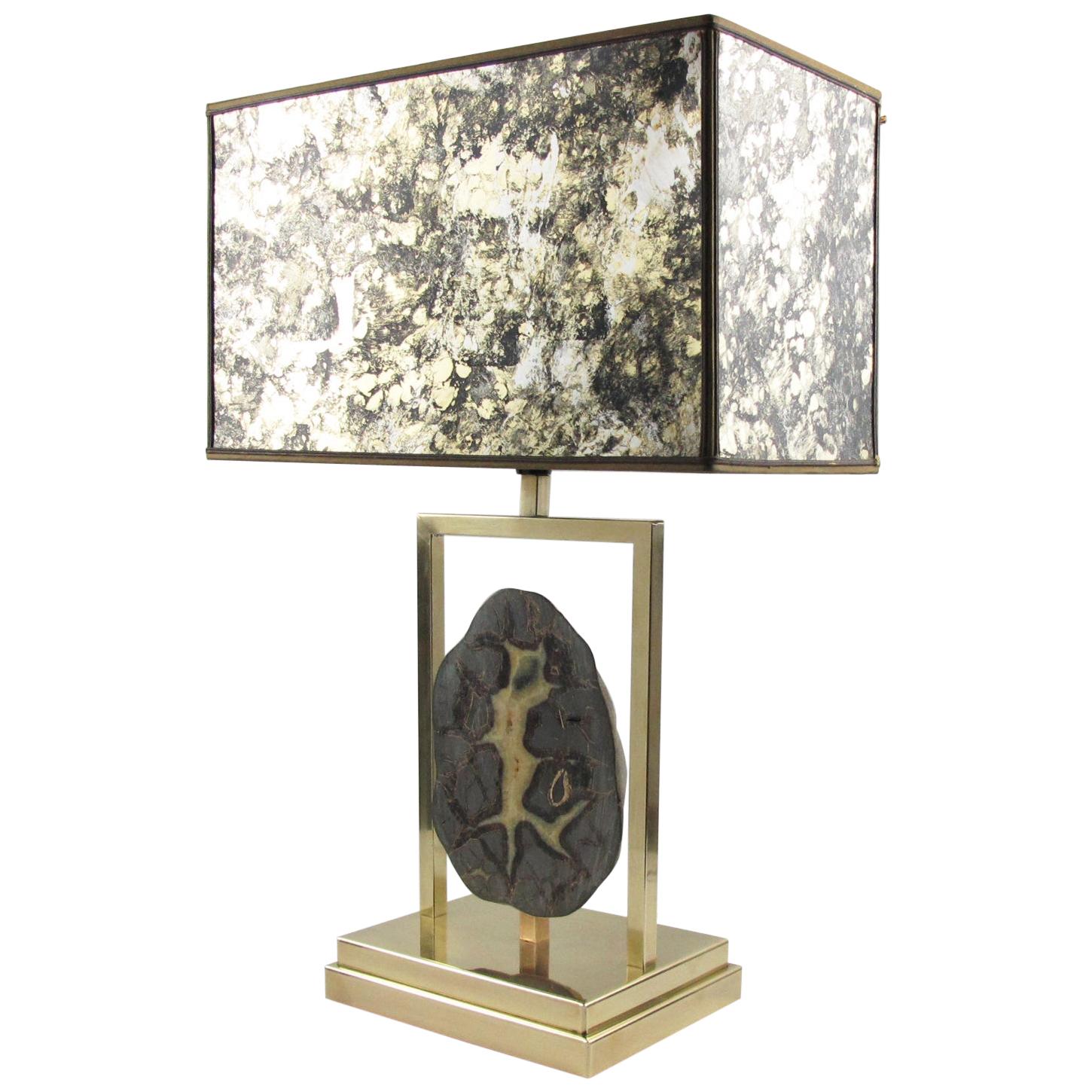 Unusual Orange Amethyst Geode Lamp by Willy Daro at 1stDibs