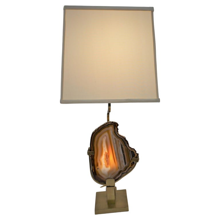 Willy Daro Agate and Bronze Table Lamp For Sale at 1stDibs