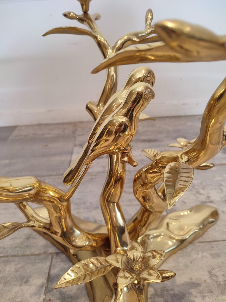 "Willy Daro" Brass and Glass Tree Coffee Table, Belgium at 1stDibs