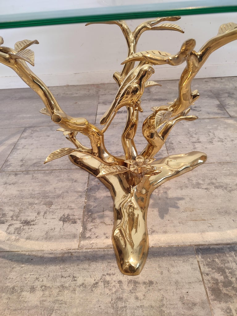 "Willy Daro" Brass and Glass Tree Coffee Table, Belgium at 1stDibs