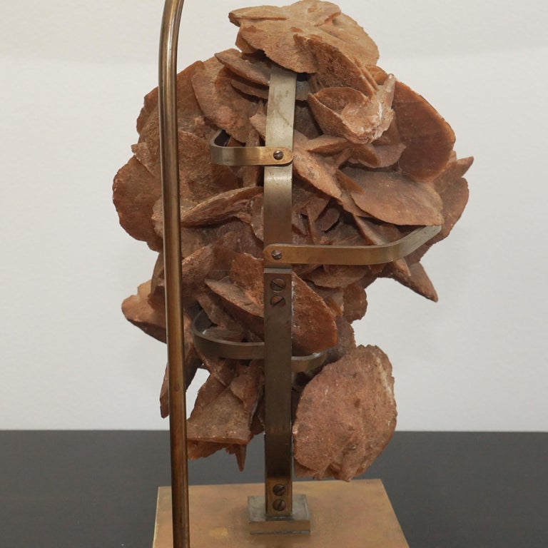 Willy Daro Sandstone and Brass Table Lamp For Sale at 1stDibs