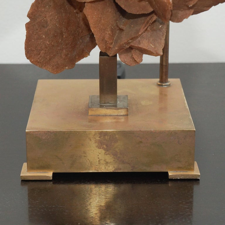 Willy Daro Sandstone and Brass Table Lamp For Sale at 1stDibs