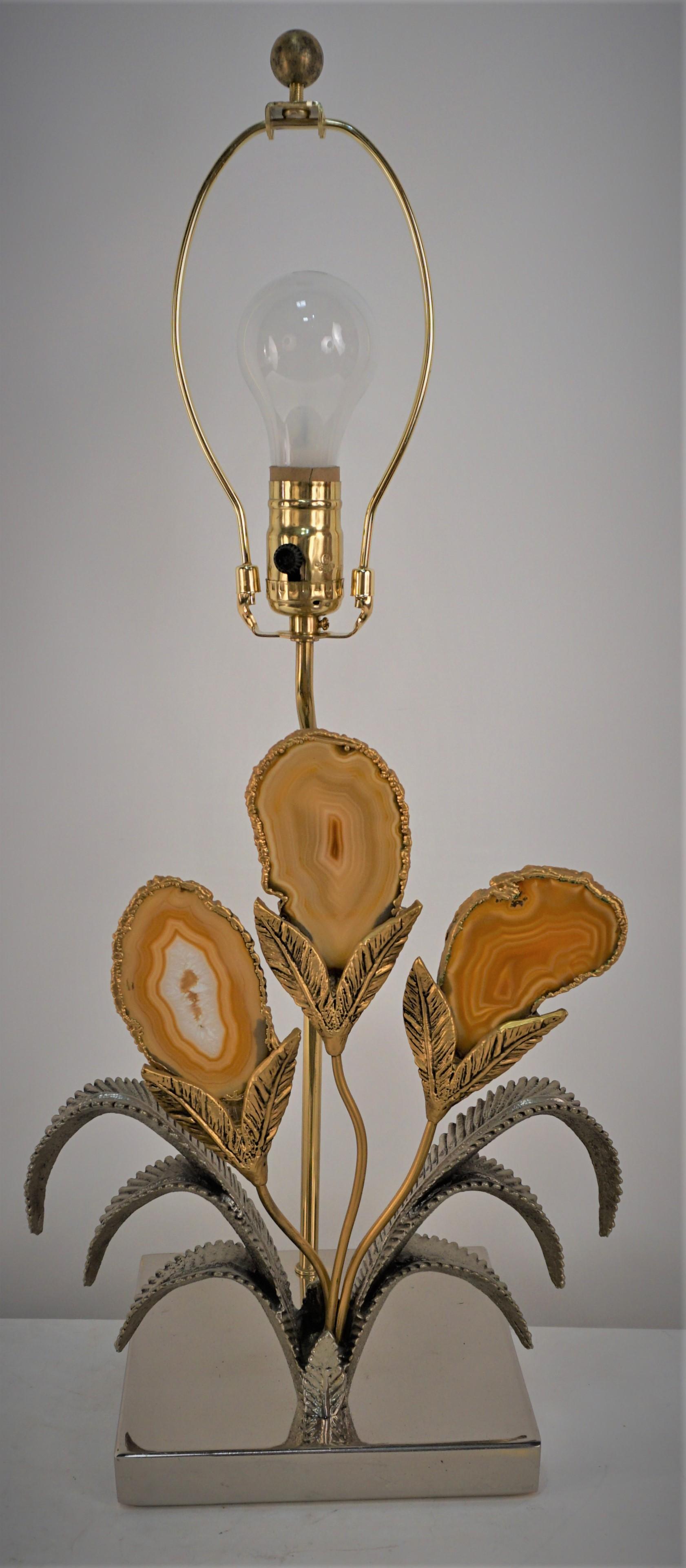 Willy Dora Style Agate Broze Table Lamp For Sale at 1stDibs