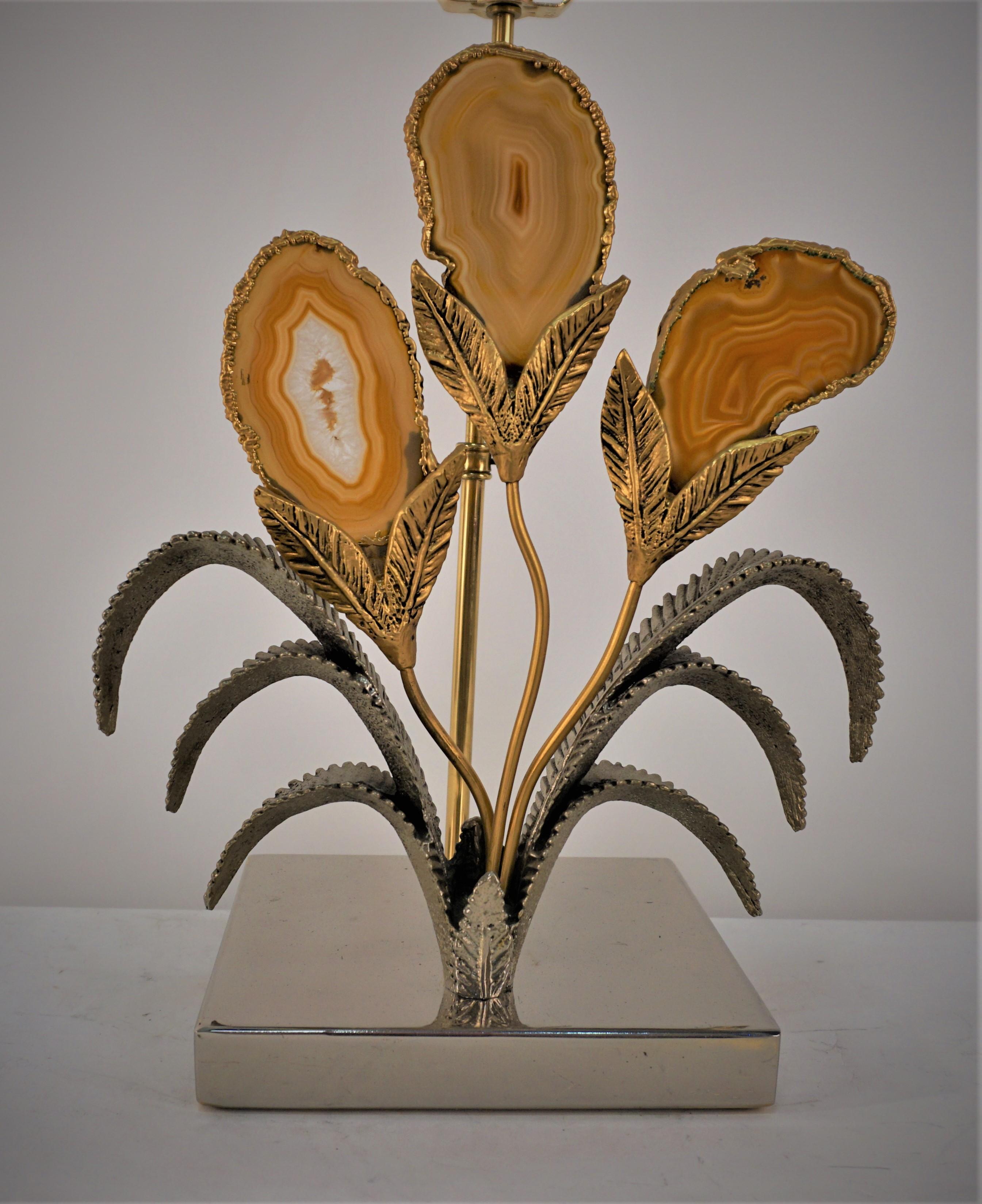 Willy Dora Style Agate Broze Table Lamp For Sale at 1stDibs