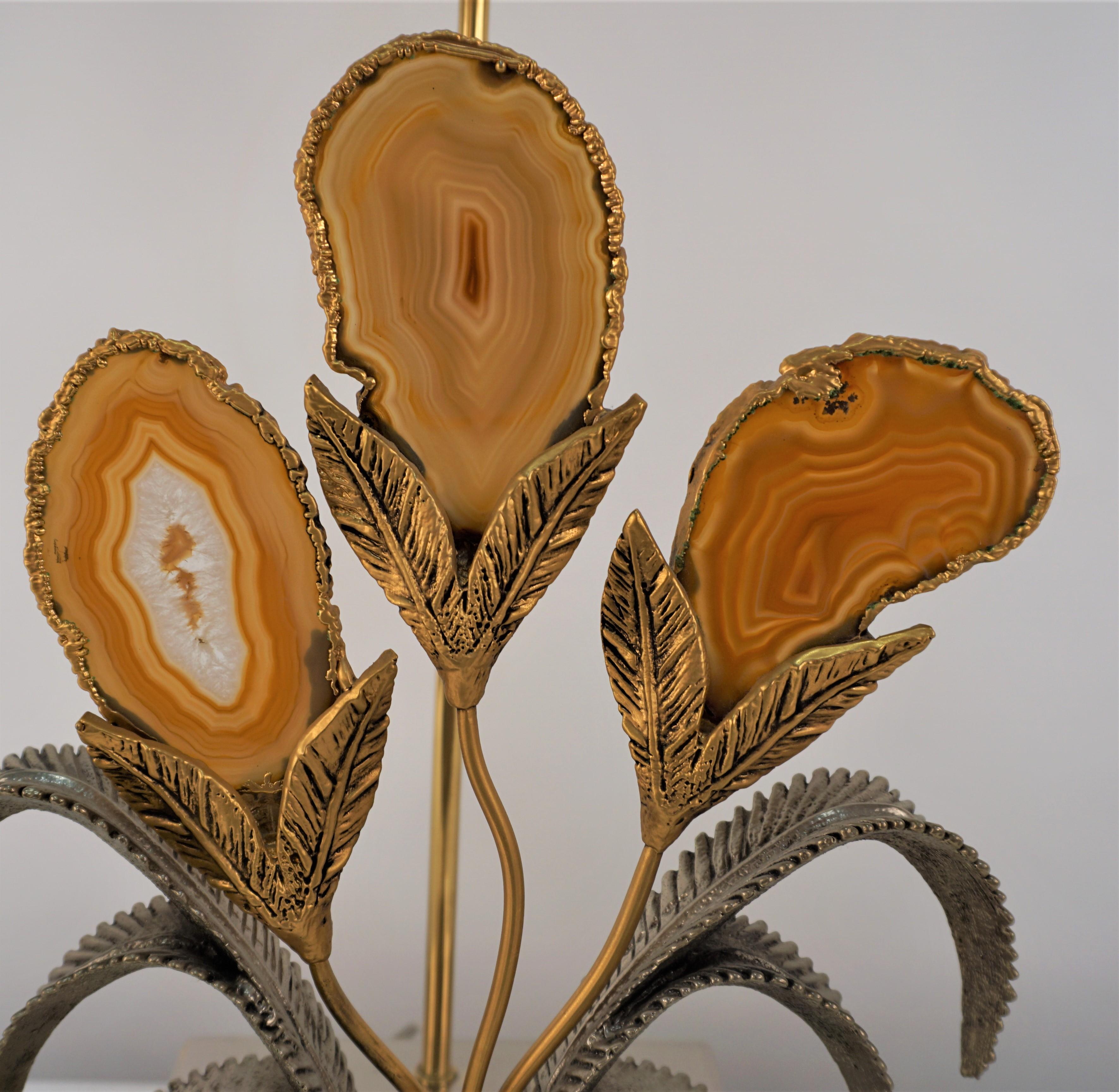 Willy Dora Style Agate Broze Table Lamp For Sale at 1stDibs