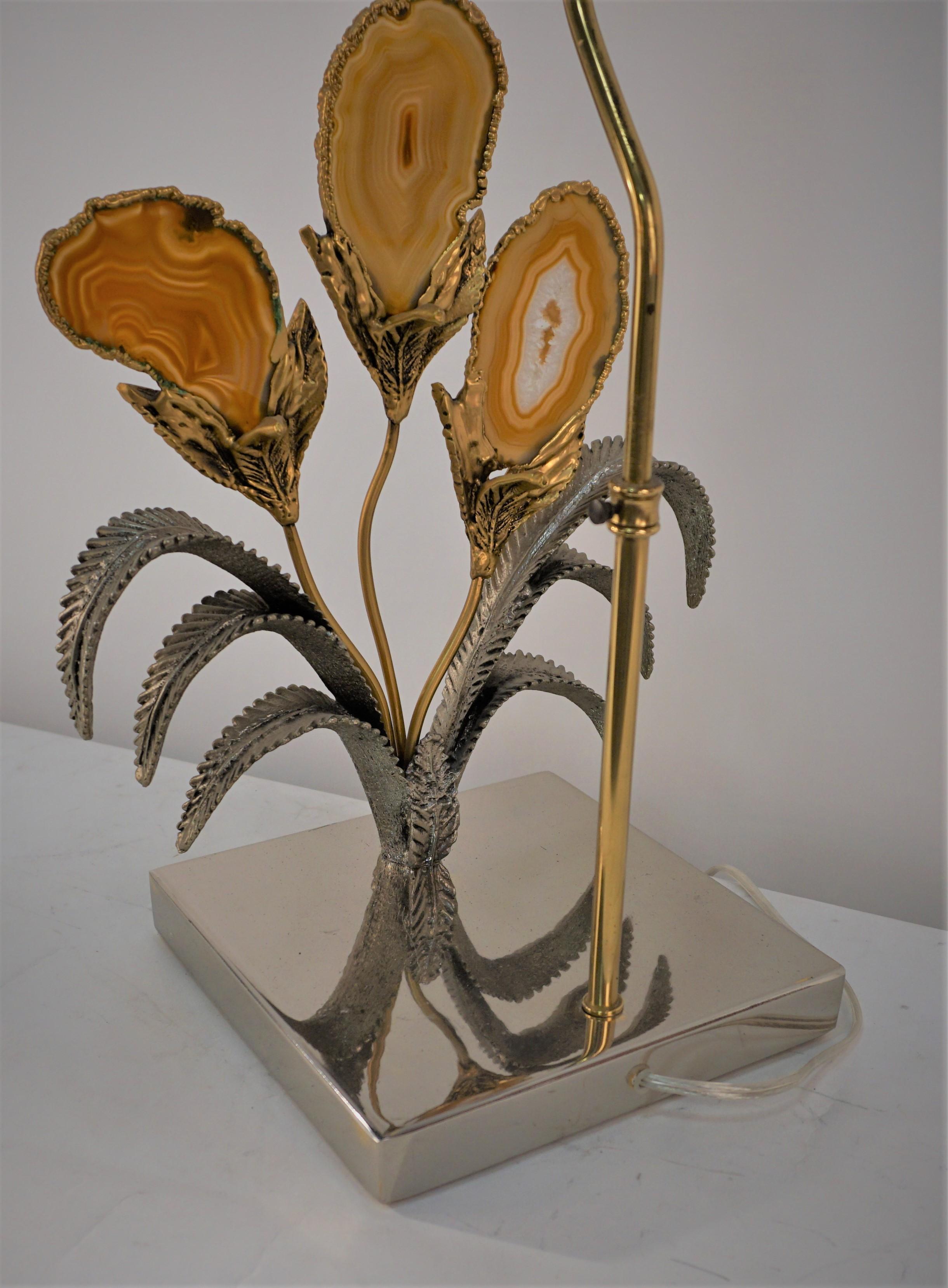 Willy Dora Style Agate Broze Table Lamp For Sale at 1stDibs