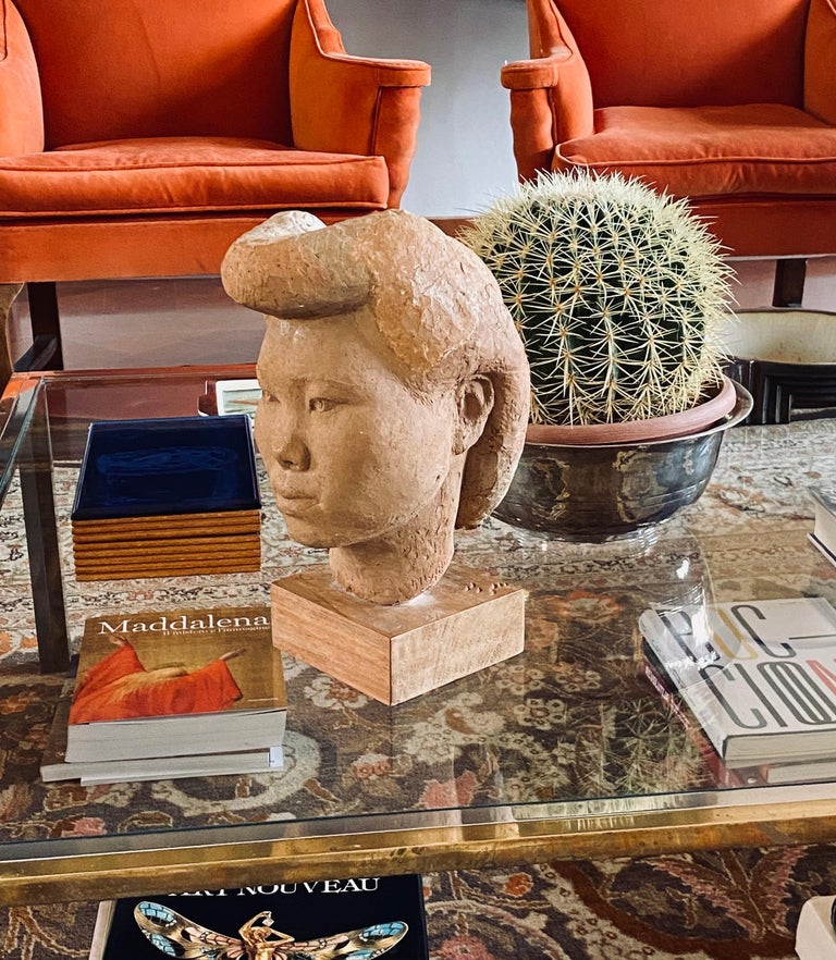Willy Gordon, Terracotta Japanese Girl Akito Head Sculpture, France ...