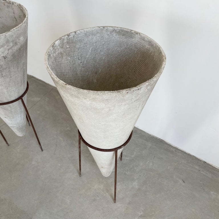 Willy Guhl Concrete Cone Planter on Iron Stand, 1960s at 1stDibs