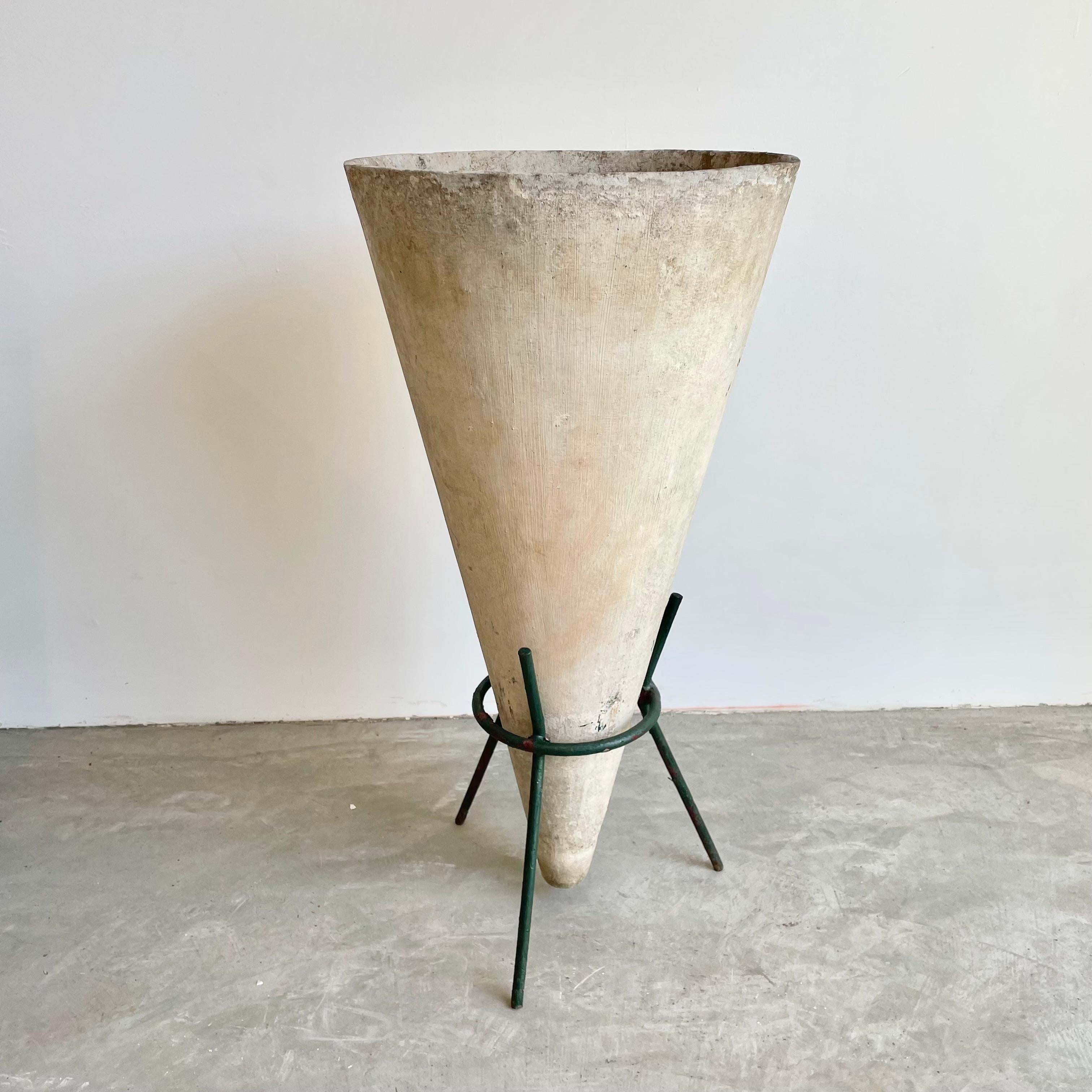 Willy Guhl Concrete Cone Planter on Iron Stand, 1960s at 1stDibs