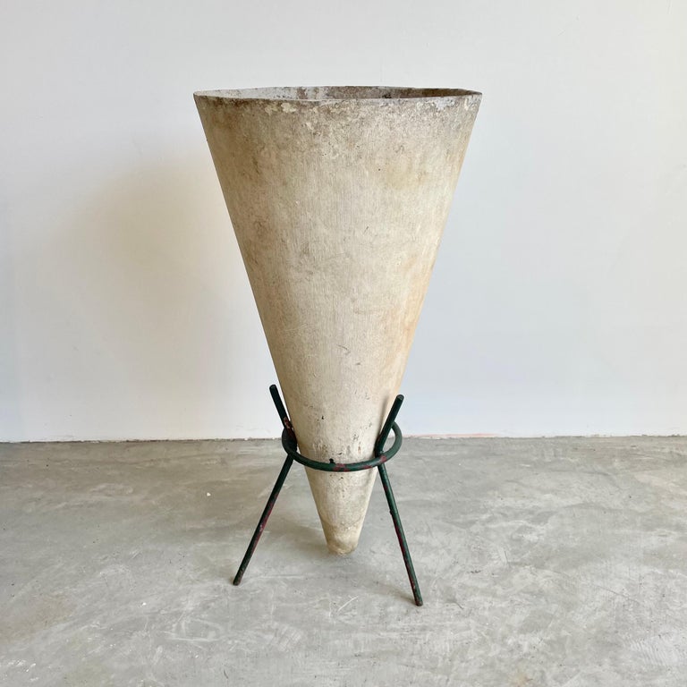 Willy Guhl Concrete Cone Planter on Iron Stand, 1960s For Sale at 1stDibs