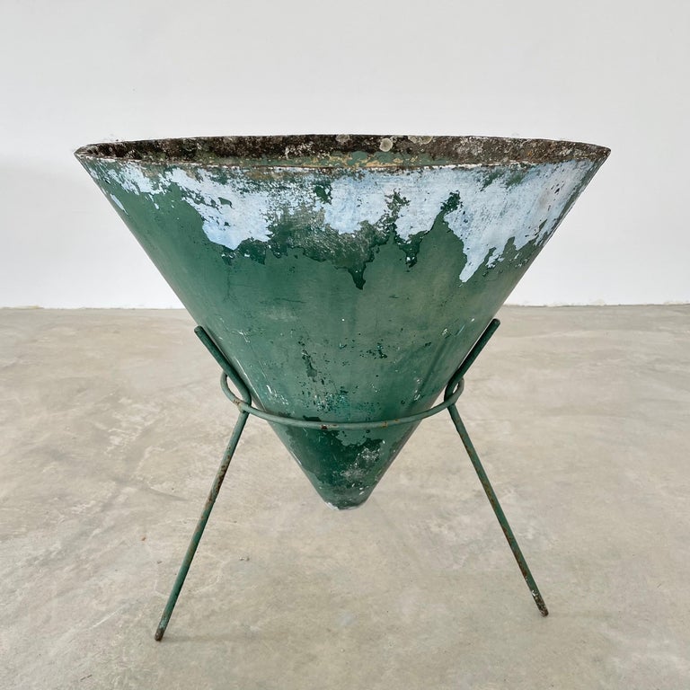 Willy Guhl Concrete Cone Planter on Iron Stand For Sale at 1stDibs