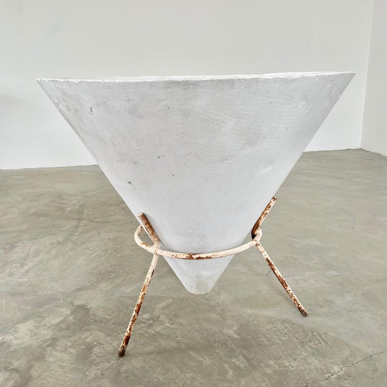 Willy Guhl Concrete Cone Planter on Iron Stand at 1stDibs