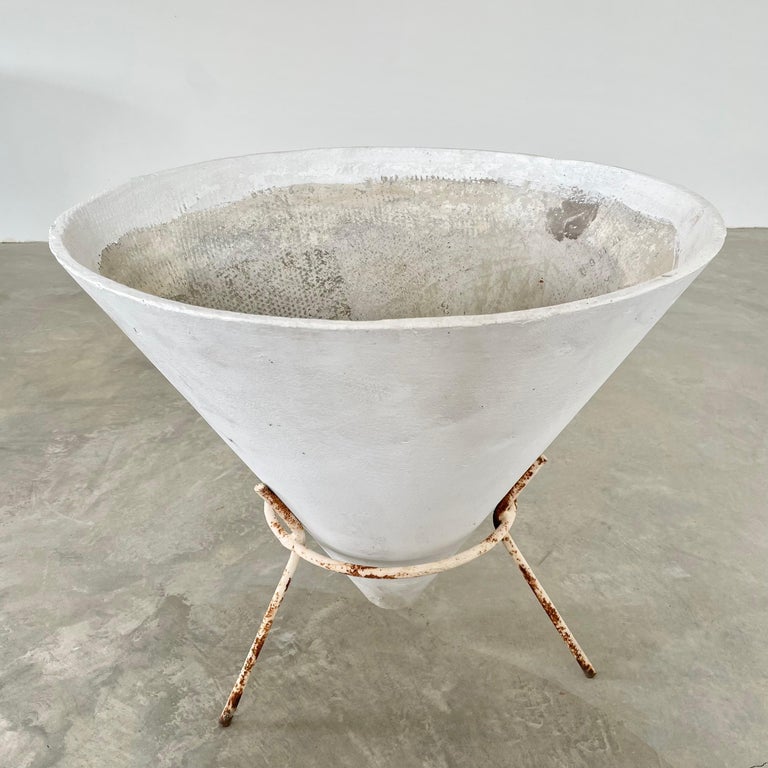Willy Guhl Concrete Cone Planter on Iron Stand at 1stDibs