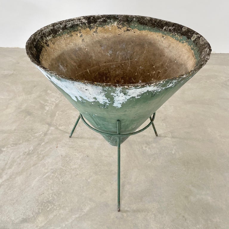 Willy Guhl Concrete Cone Planter on Iron Stand For Sale at 1stDibs