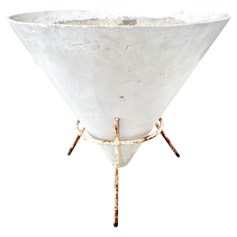 Willy Guhl Concrete Cone Planter on Iron Stand at 1stDibs