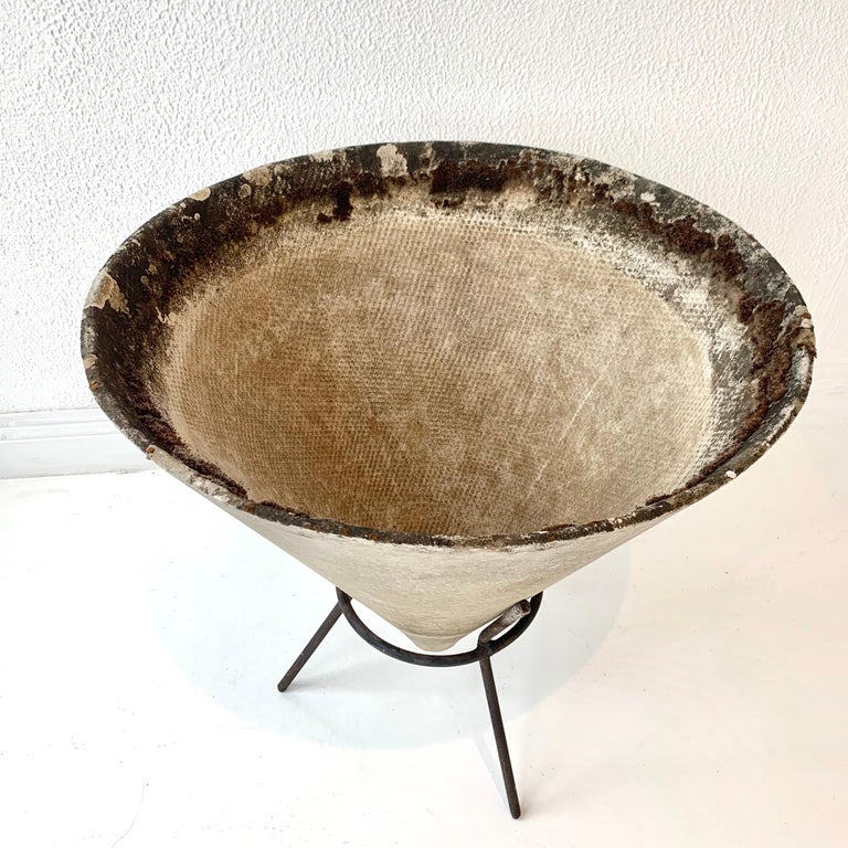 Willy Guhl Concrete Cone Planter on Iron Stand at 1stDibs