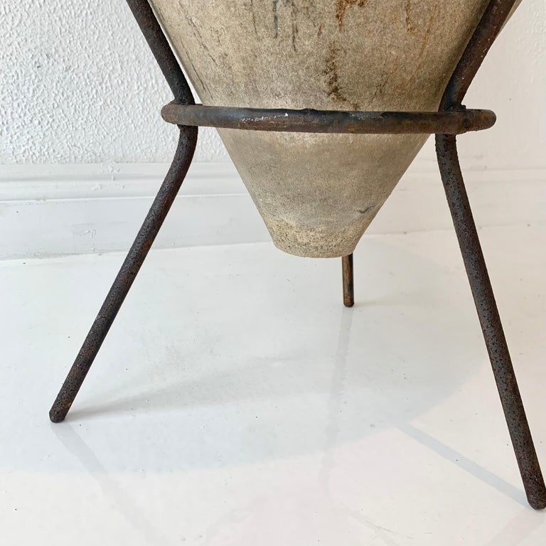 Willy Guhl Concrete Cone Planter on Iron Stand at 1stDibs