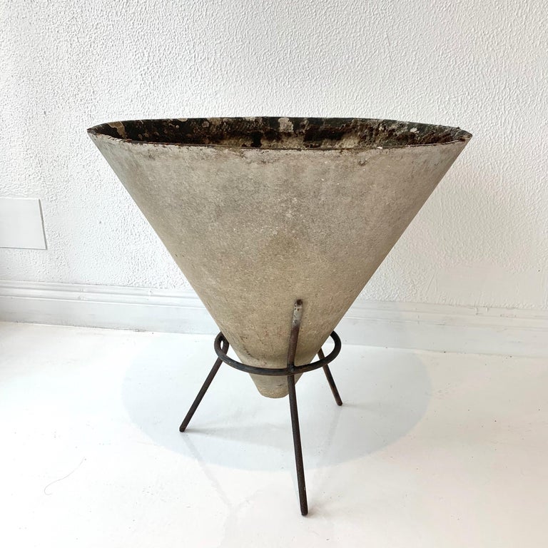Willy Guhl Concrete Cone Planter on Iron Stand at 1stDibs