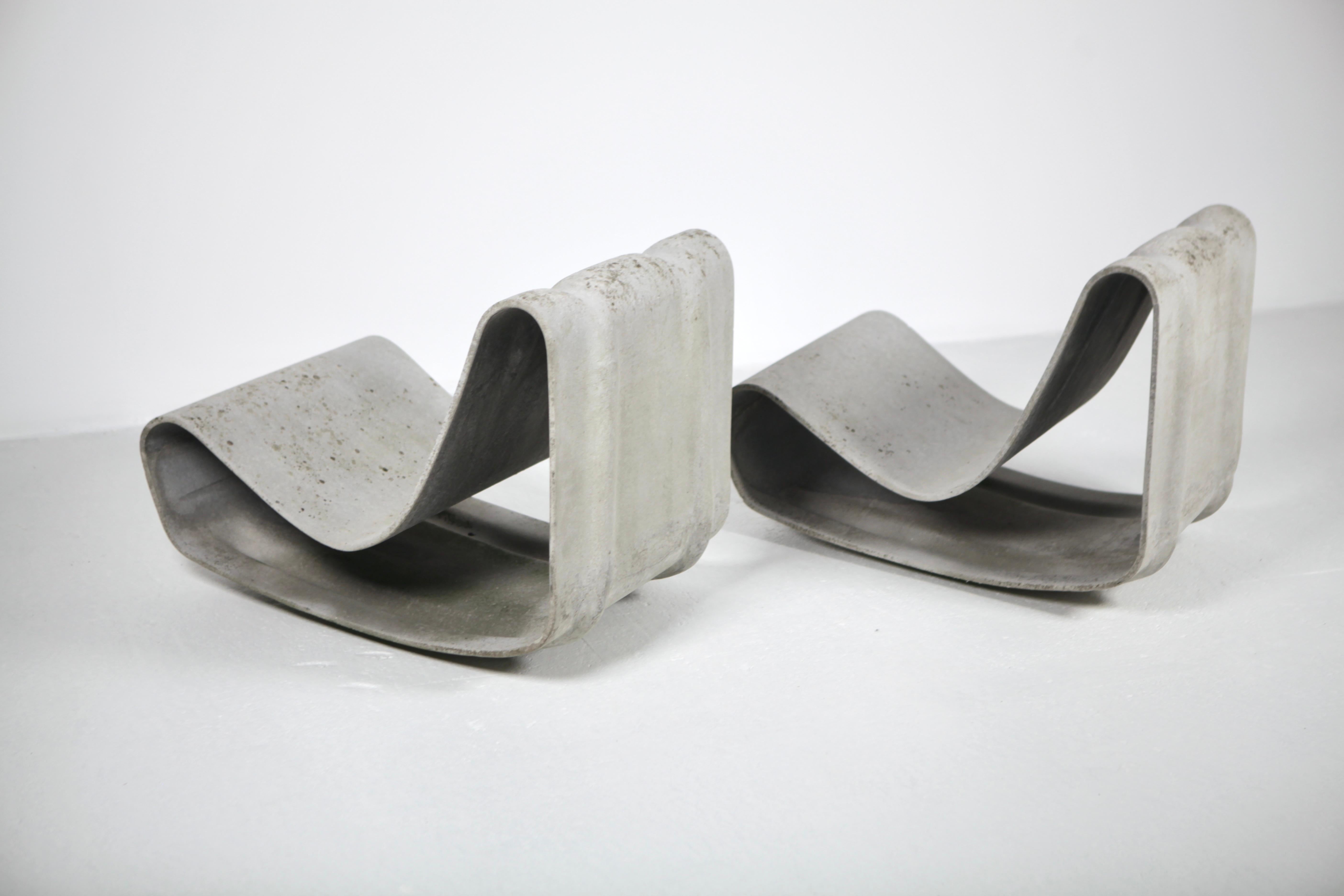 Willy Guhl, Pair of "Loop Chair" and Table, Eternit Switzerland at 1stDibs