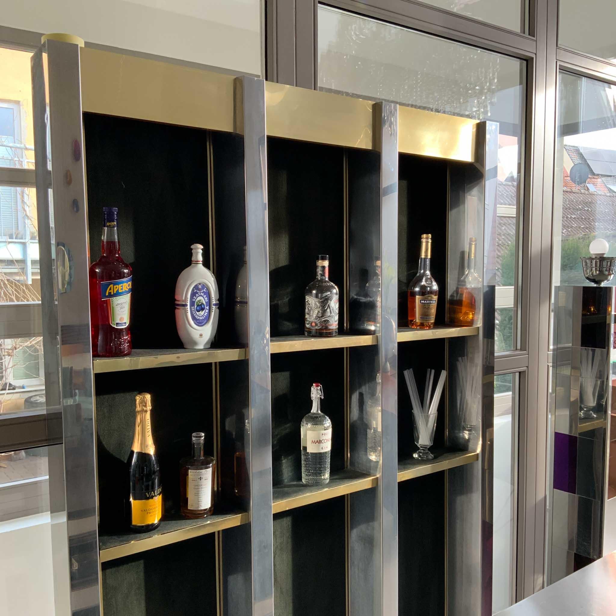 Willy Rizzo Style Bar in Chrome and Brass, Italy, 1970s For Sale at 1stDibs