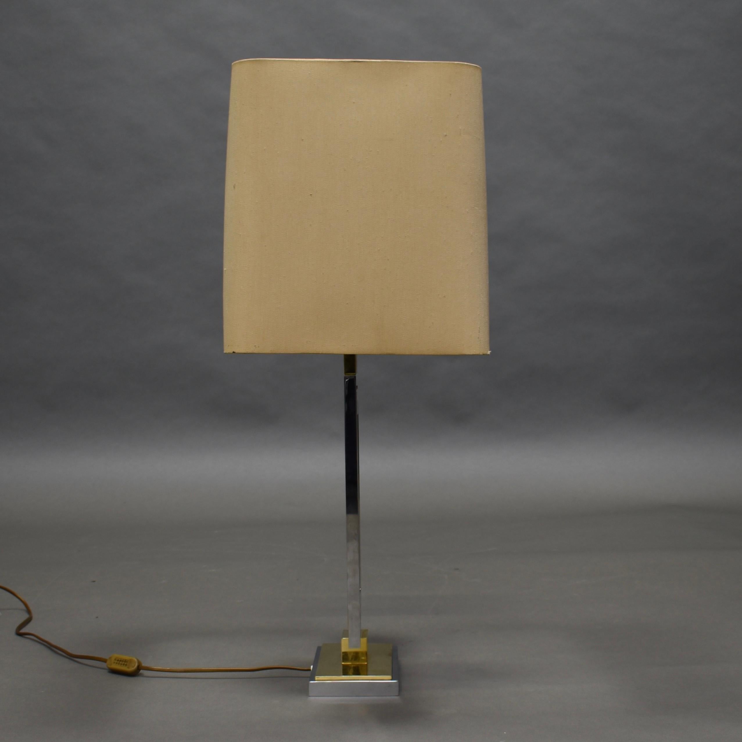 Willy Rizzo Brass and Chrome Table Lamp, Italy, 1970s at 1stDibs