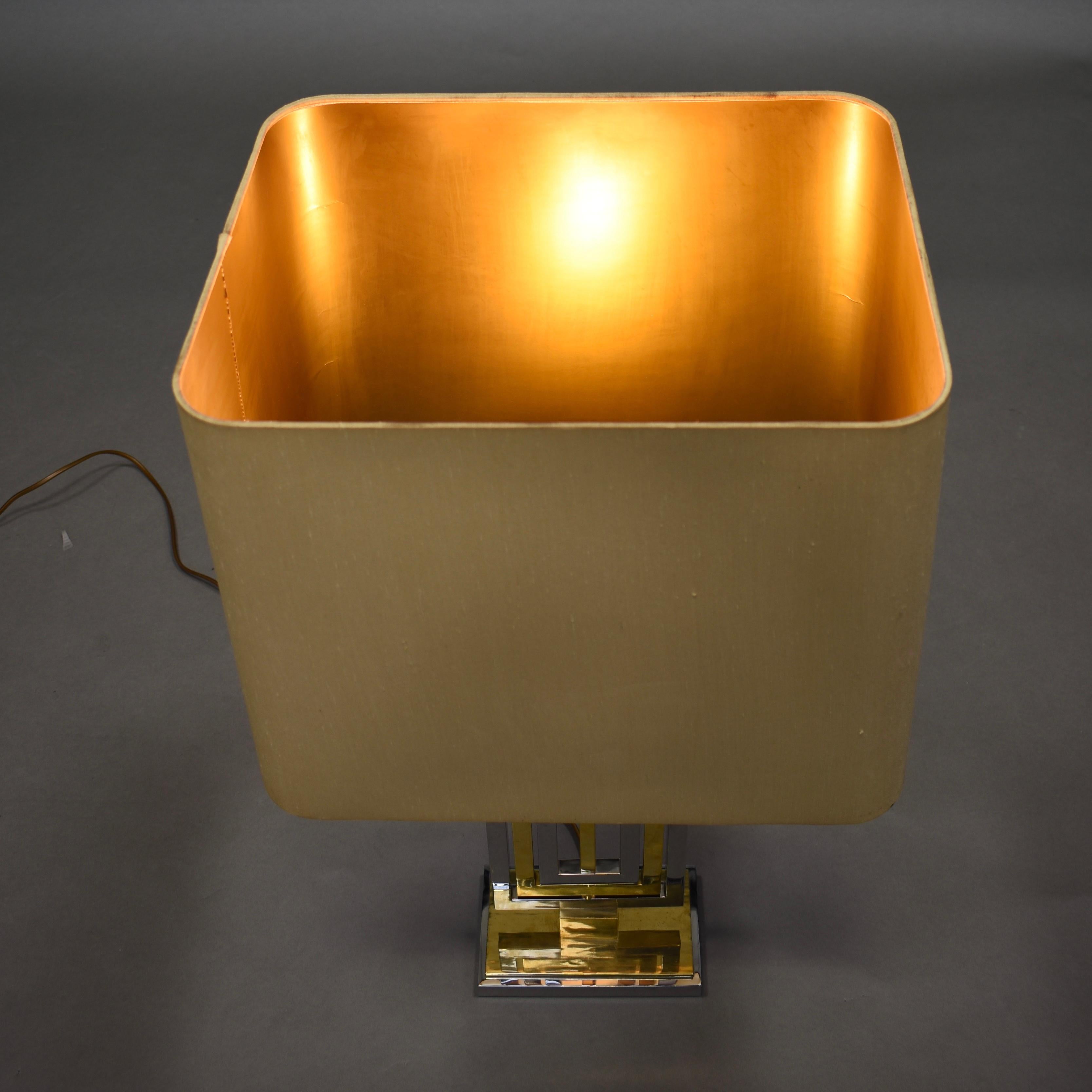 Willy Rizzo Brass and Chrome Table Lamp, Italy, 1970s at 1stDibs